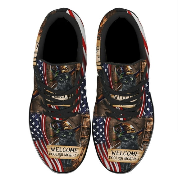 Black Cat Welcome Foolish Mortals Shoes Women's Fashion Sneakers Tennis ...