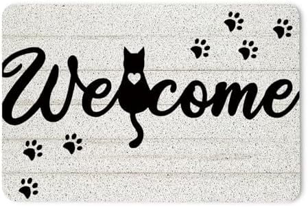 Black Cat Welcome Mat -16x24 Inch, Perfect for Front Door Porch ...