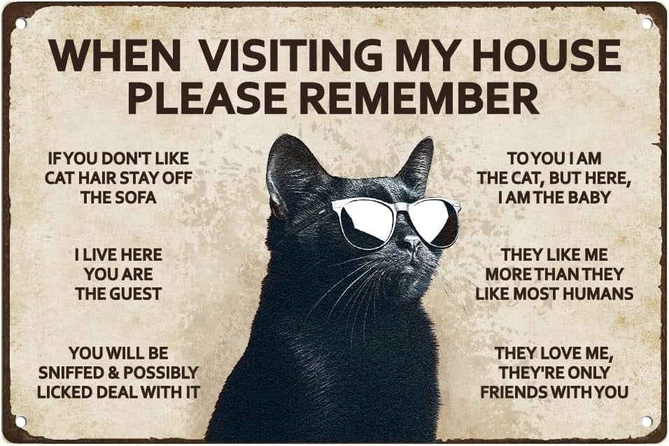 Black Cat When Visiting My House Please Remember Vintage Tin Sign Metal ...