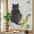 Black Cat Window Privacy Film Rainbow Static Cling Stain Glass Window ...