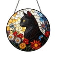Black Cat Window Suncatcher Glass Art, Modern Feline Hanging Decor ...
