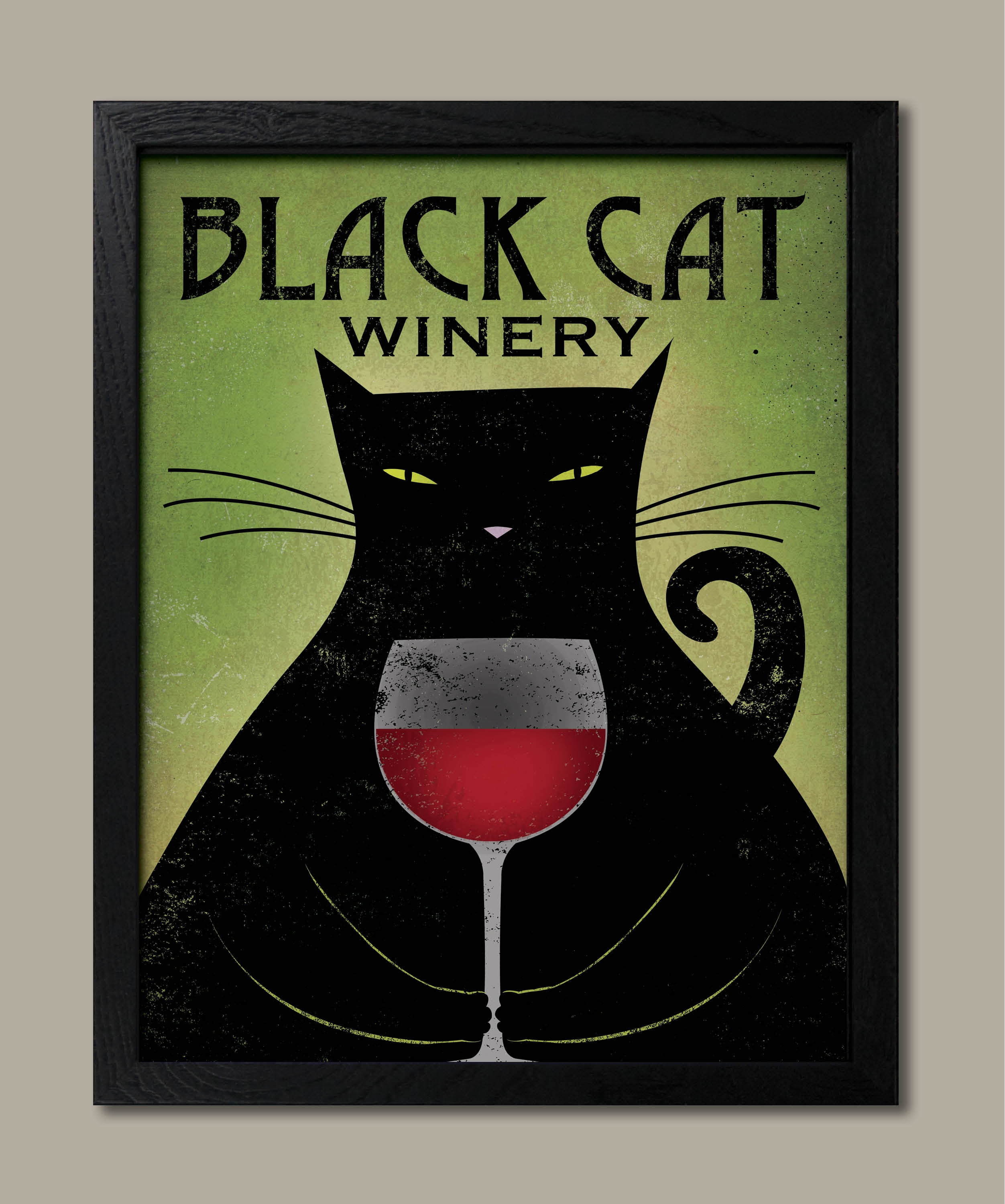 Black Cat Winery Red Wine Print by Ryan Fowler; One 12x18in Black ...