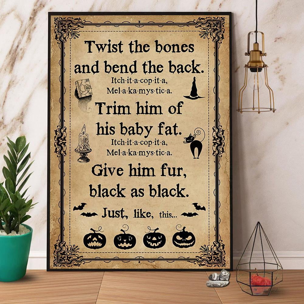 Black Cat Witch Twist The Bones And Bend The Back Paper Poster No Frame ...