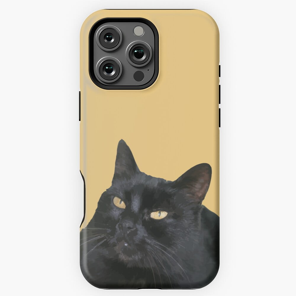 Black Cat With Beautiful Yellow Eyes Vector Art Cut Out Phone Case for ...