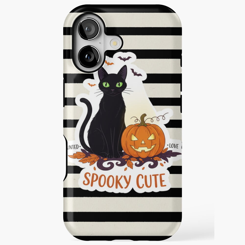 Black Cat With Pumpkin Halloween Cartoon Illustration iPhone Case 11 to ...