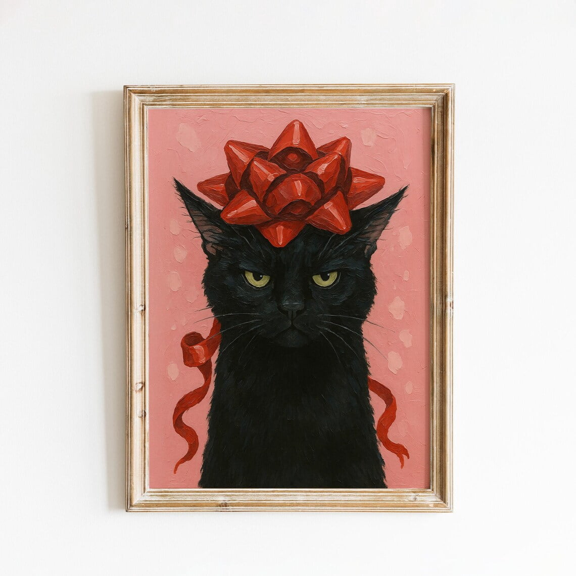 Black Cat With Red Bow Dramatic Funny Graphic Poster Unframed Paper ...