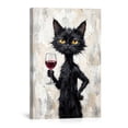 Black Cat With Red Wine Sassy Drinking For Living Room Bedroom Home ...