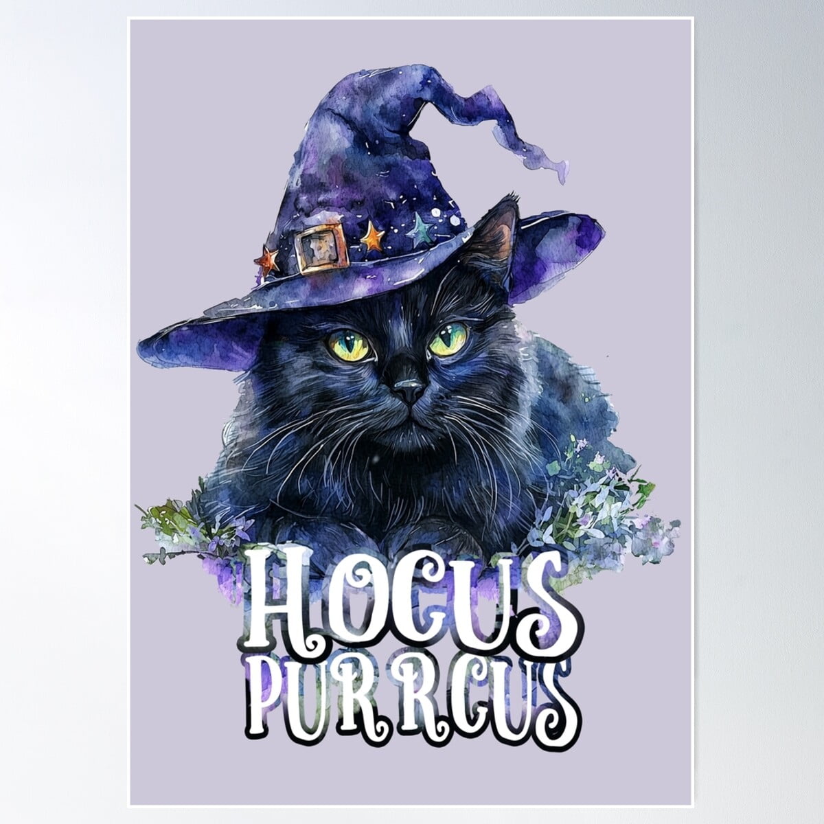 Black Cat With Witch Hat, Hocus Pocus Poster Wall Art, Modern Wall ...