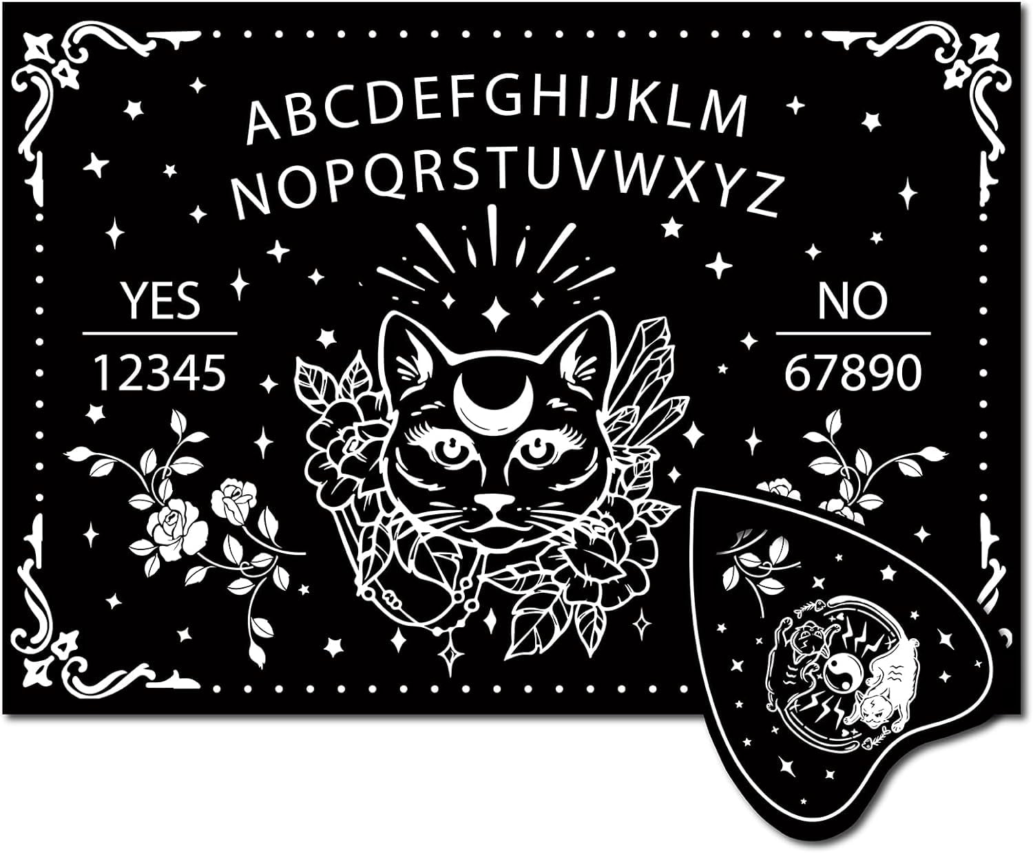Black Cat Wood Spirit Board Kitty Pendulum Board Wooden Talking Boards ...
