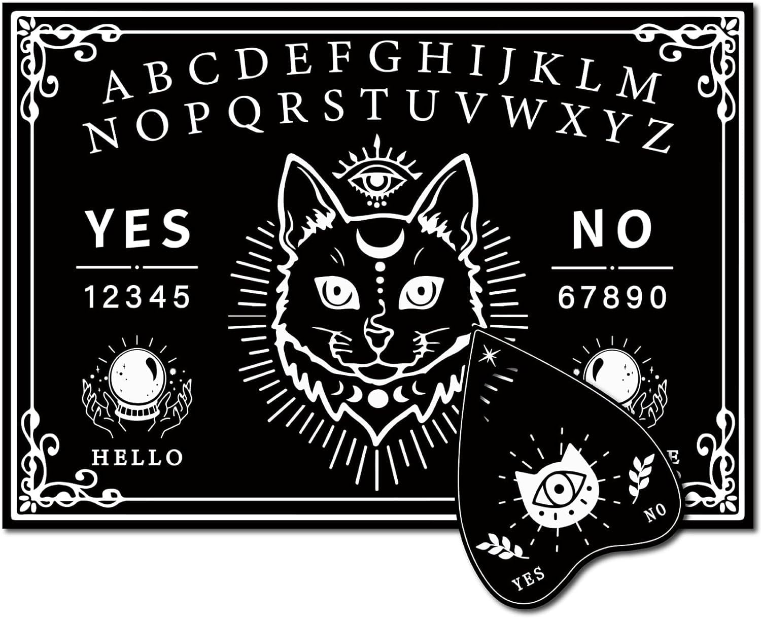Black Cat Wood Spirit Board Moon Phase Pendulum Board Kit Talking ...