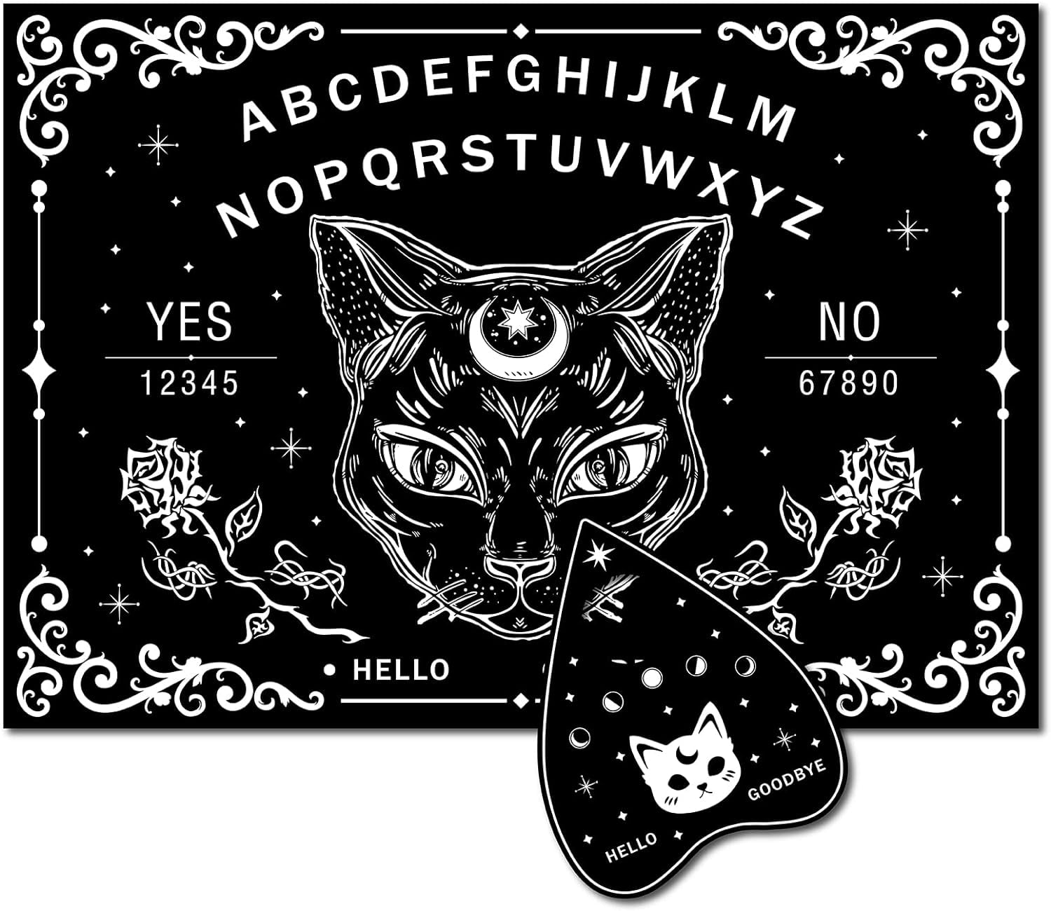 Black Cat Wood Spirit Board Talking Boards Pendulum Board Wooden with ...