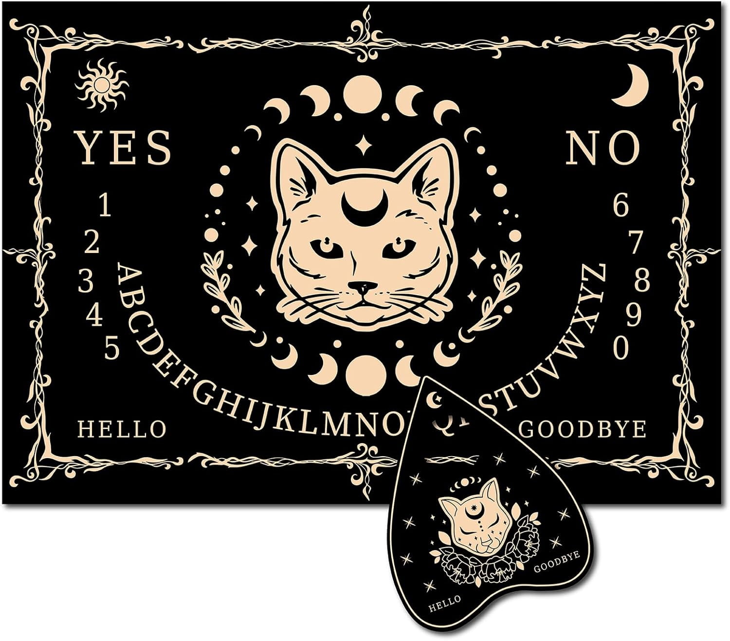 Black Cat Wood Spirit Talking Board Pendulum Dowsing Divination Board ...