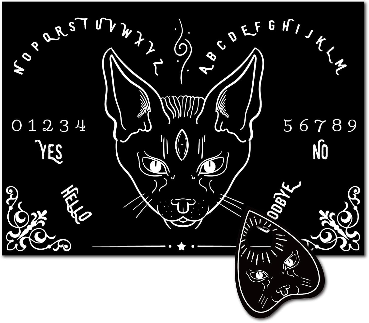Black Cat Wooden Spirit Board Pendulum Board Dowsing Divination Kit ...