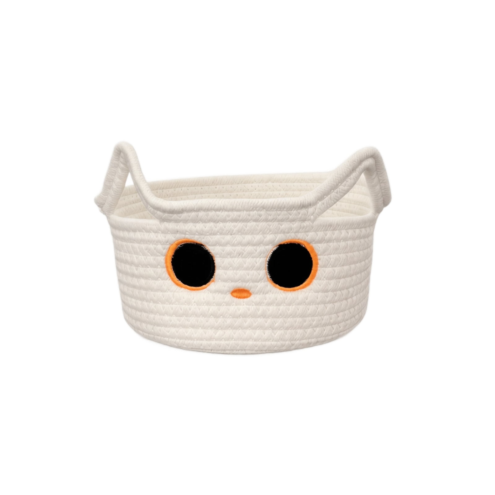 Black Cat Woven Toy Storage Basket, Small Cotton Rope Organizer with ...