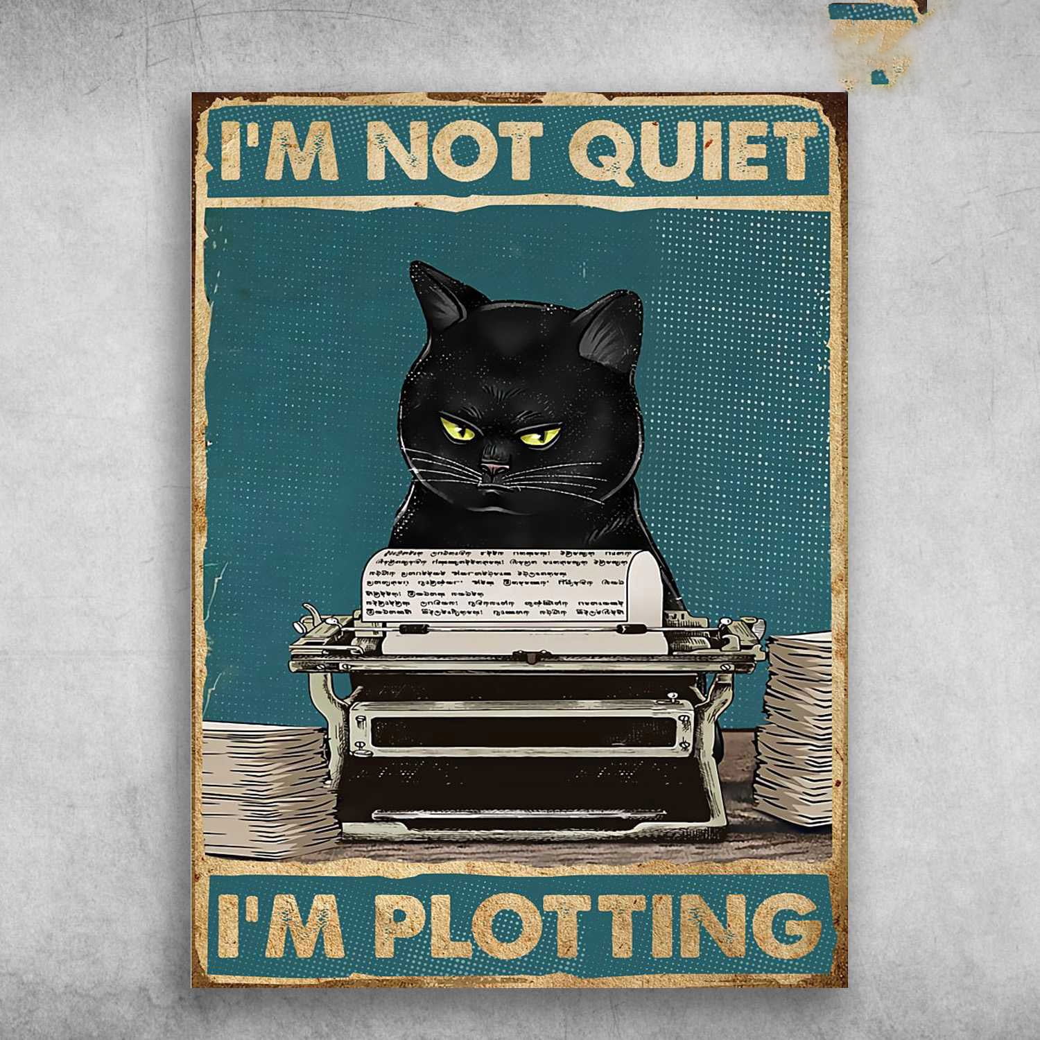 Black Cat Writing, Writer Poster, Gift For Writer, I'm Not Quiet, I'm Plotting 24 x 36 Inch ...