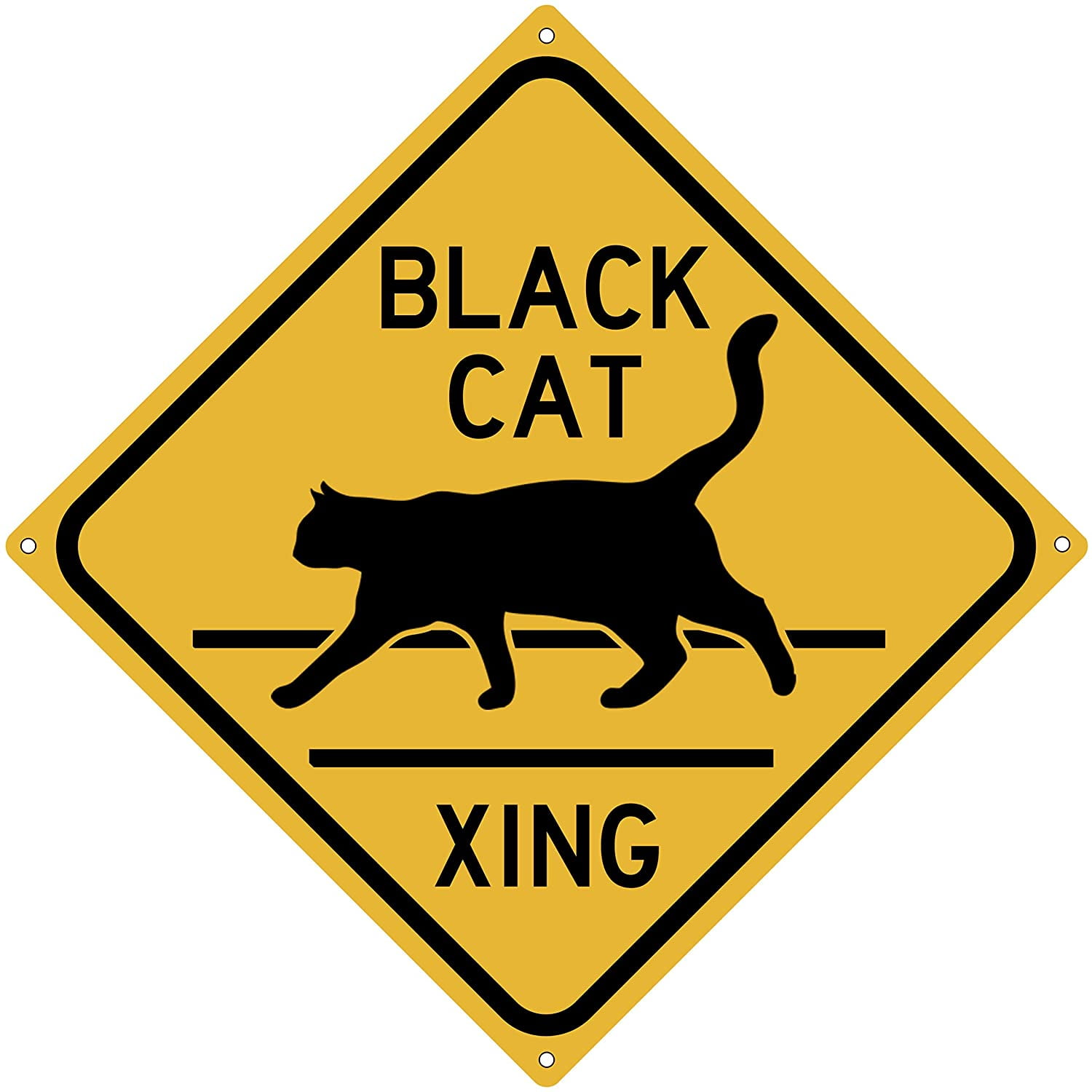 Black Cat Xing 12" x 12" Tin Crossing Bad Luck Road Sign Superstition ...