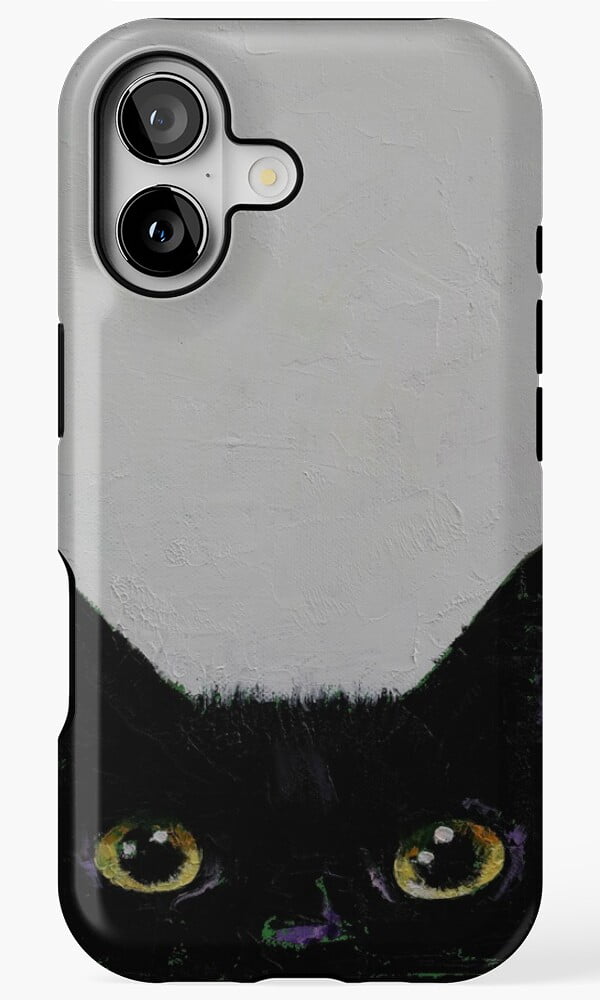 Black Cat Yellow Eyes Animal Portrait Art Phone Case for iPhone 17 16 ...
