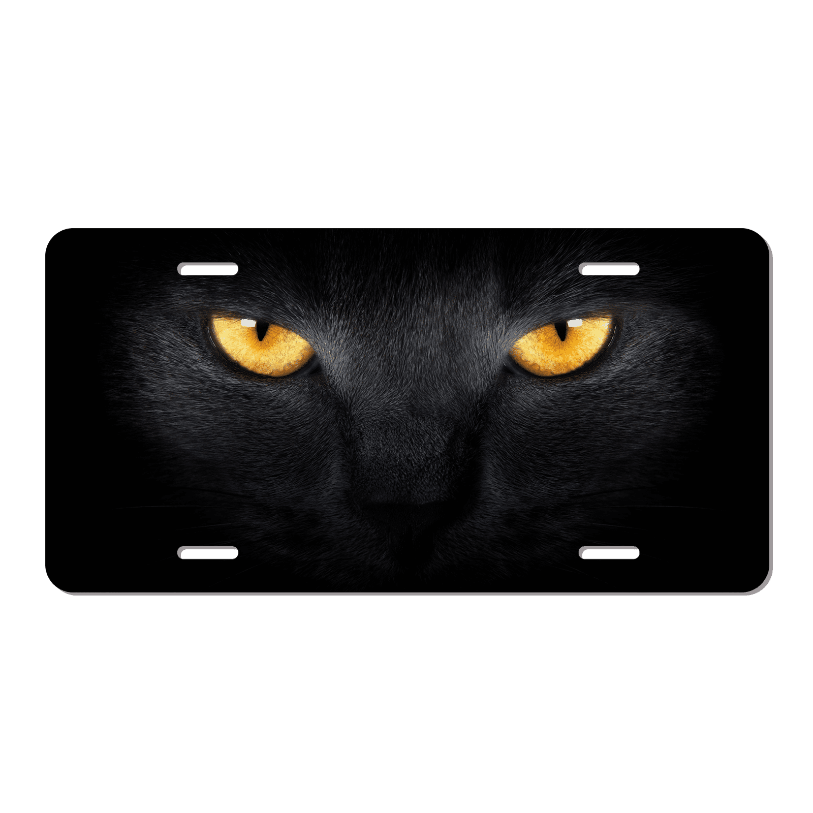 Uiaoiais Black Cat Yellow Eyes License Plate, Personalized Aluminum Car ...