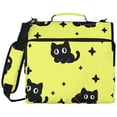 Black Cat Yellow Pattern 3 Ring Binder Bag Zipper Binder Organizer with ...