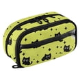 Black Cat Yellow Pattern PVC Pencil Case Water-Repellent Clear Window ...