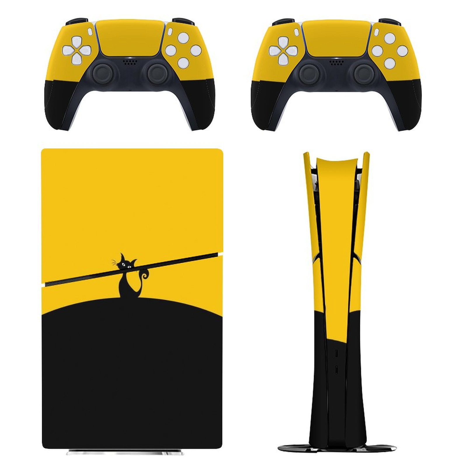 Black Cat, Yellow-black, Contrasting PS5/PS5 Slim Digital Disc Skin ...