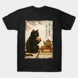 Black Cat Zen Tea Ceremony Japanese Art Tradition Unisex T-Shirt, for ...