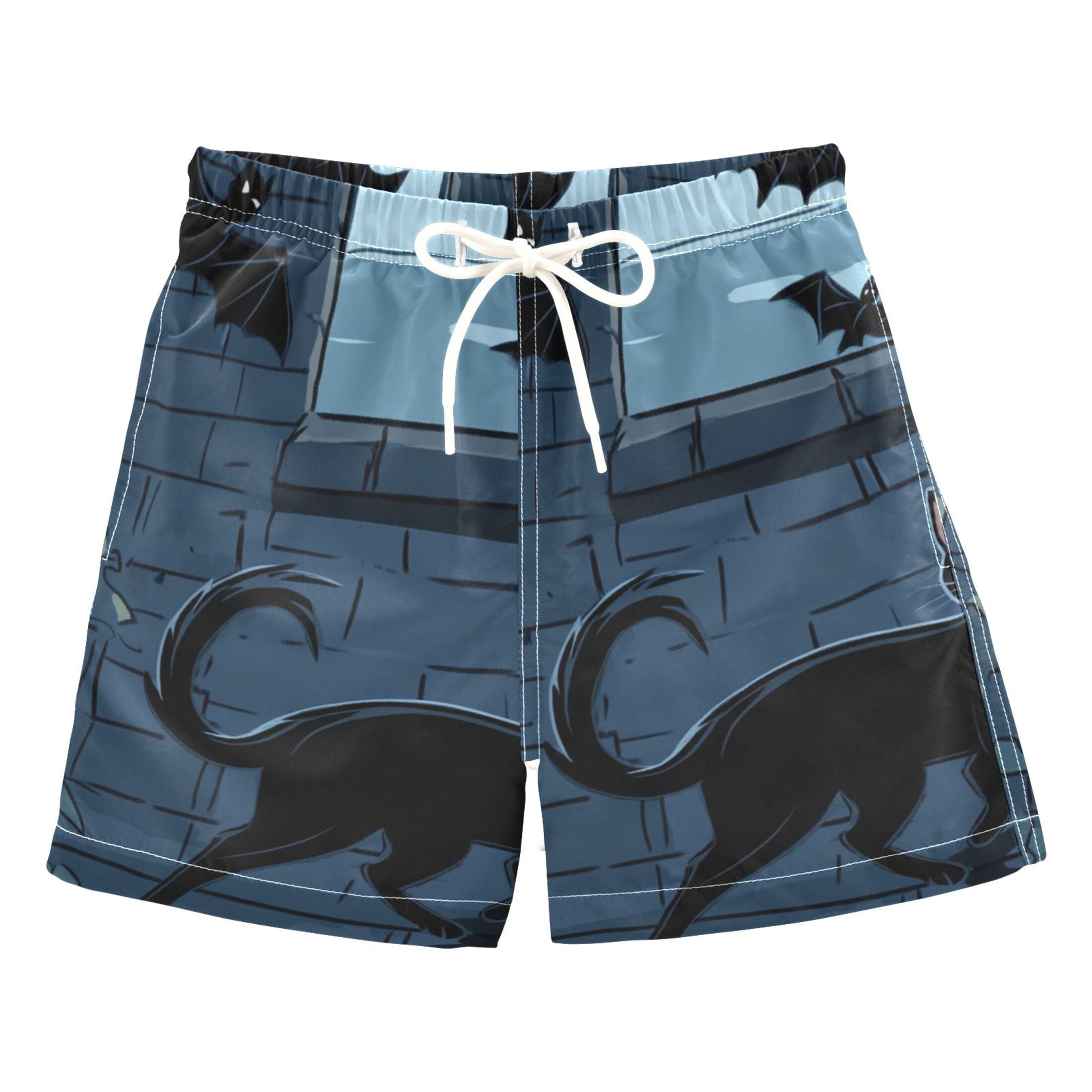 Black Cat and Bat Boys Swim Trunks Quick Dry Boy Swim Shorts for 3-14 ...