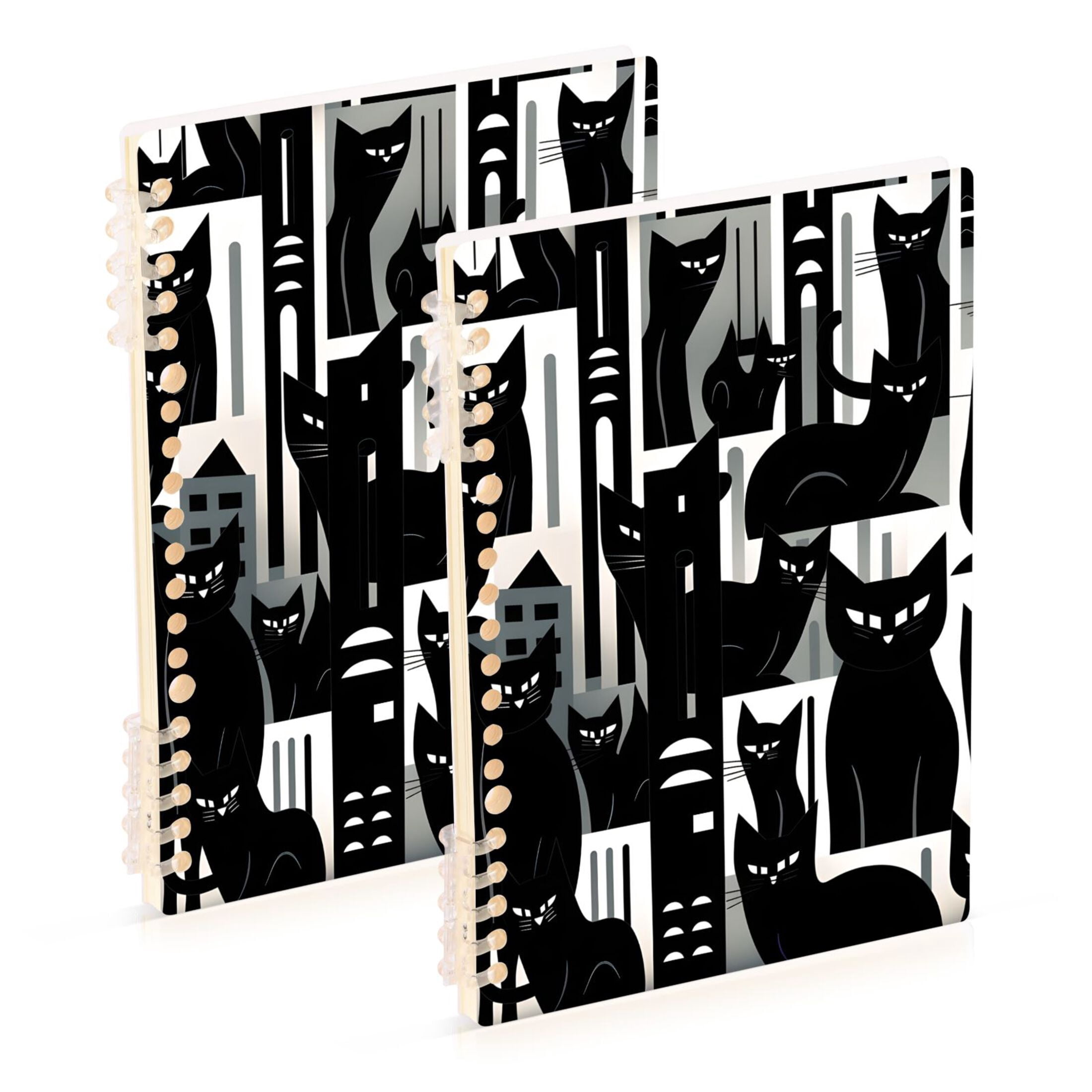 Black Cat and Building 2 Pcs Spiral Notebooks 60 Sheets 120 Pages A5 ...
