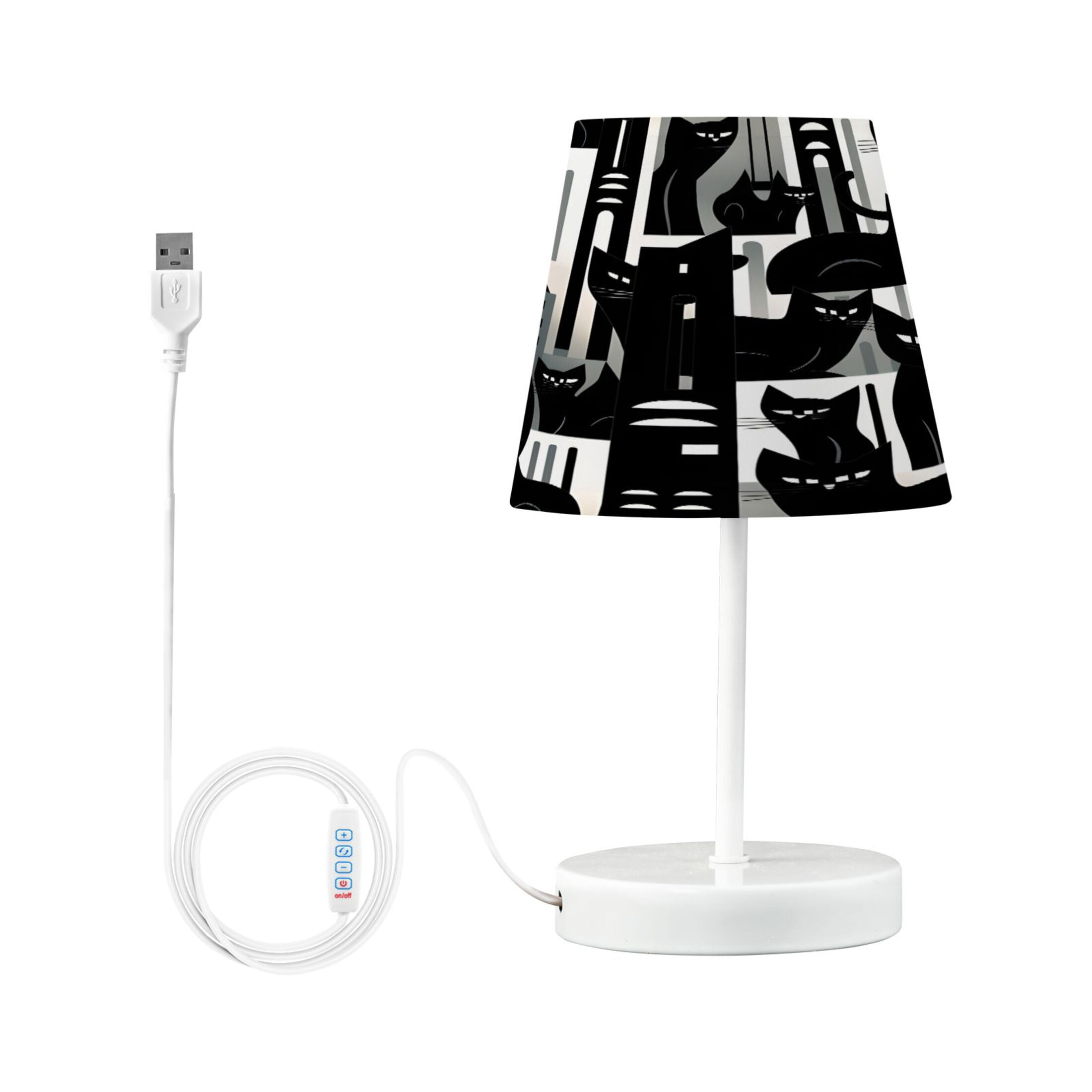 Black Cat and Building Desk Lamp LED Table Nightstand Lamps with 3 ...