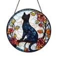 Black Cat and Roses Window Suncatcher – Decorative Glass Style Art ...