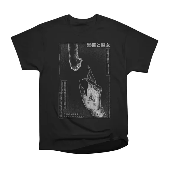 Black Cat and The Witch T-Shirt Tee Gift For Him Merch For Her Apparel ...