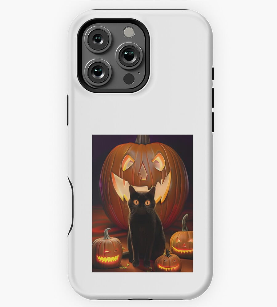 Black Cat and Trashy Pumpkin GA2964 Phone Case for iPhone 11 to 17 Pro ...