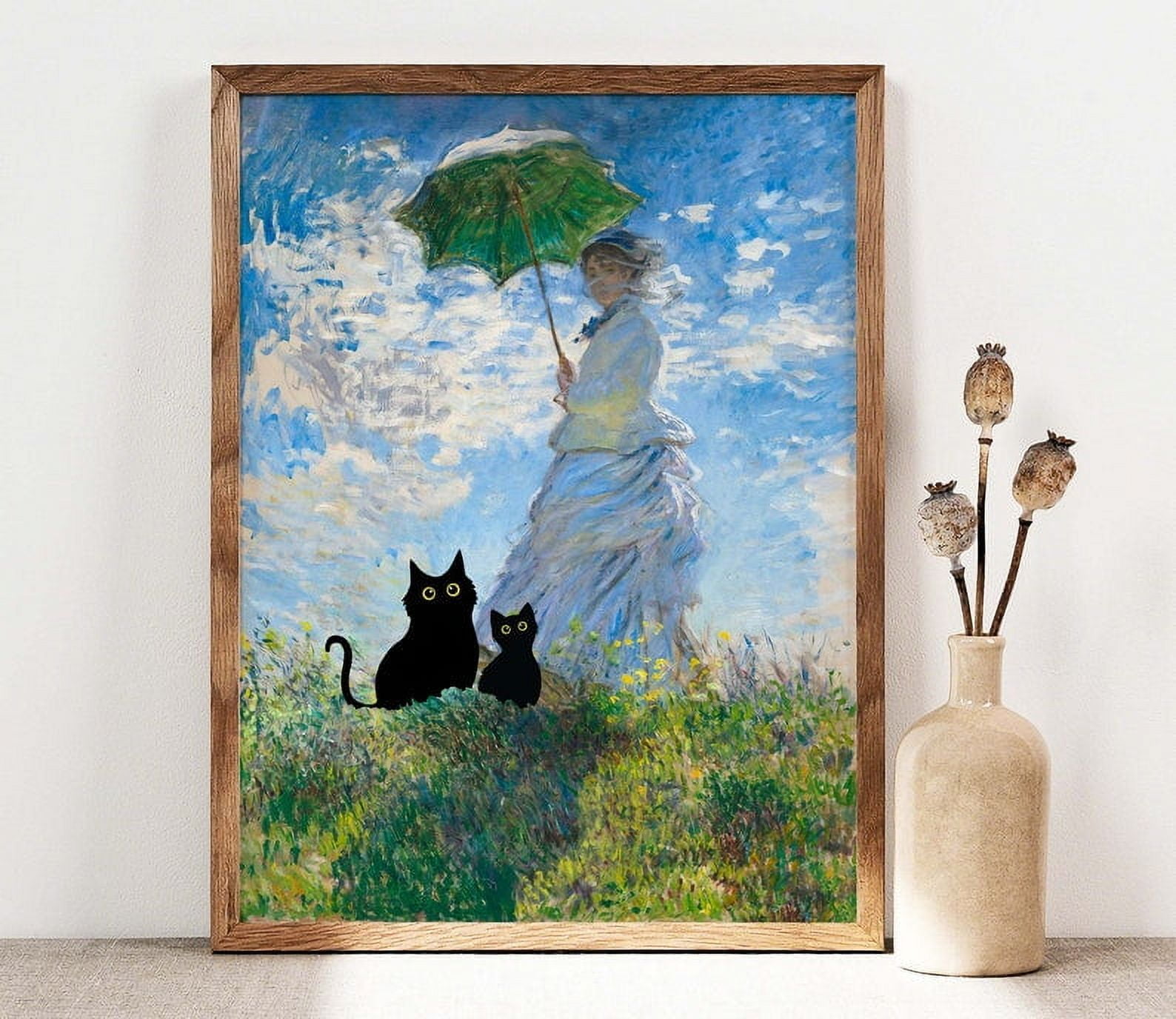 Black Cat art, Monet Cat Print, Two Black Cats Poster, Cat Art, Funny ...