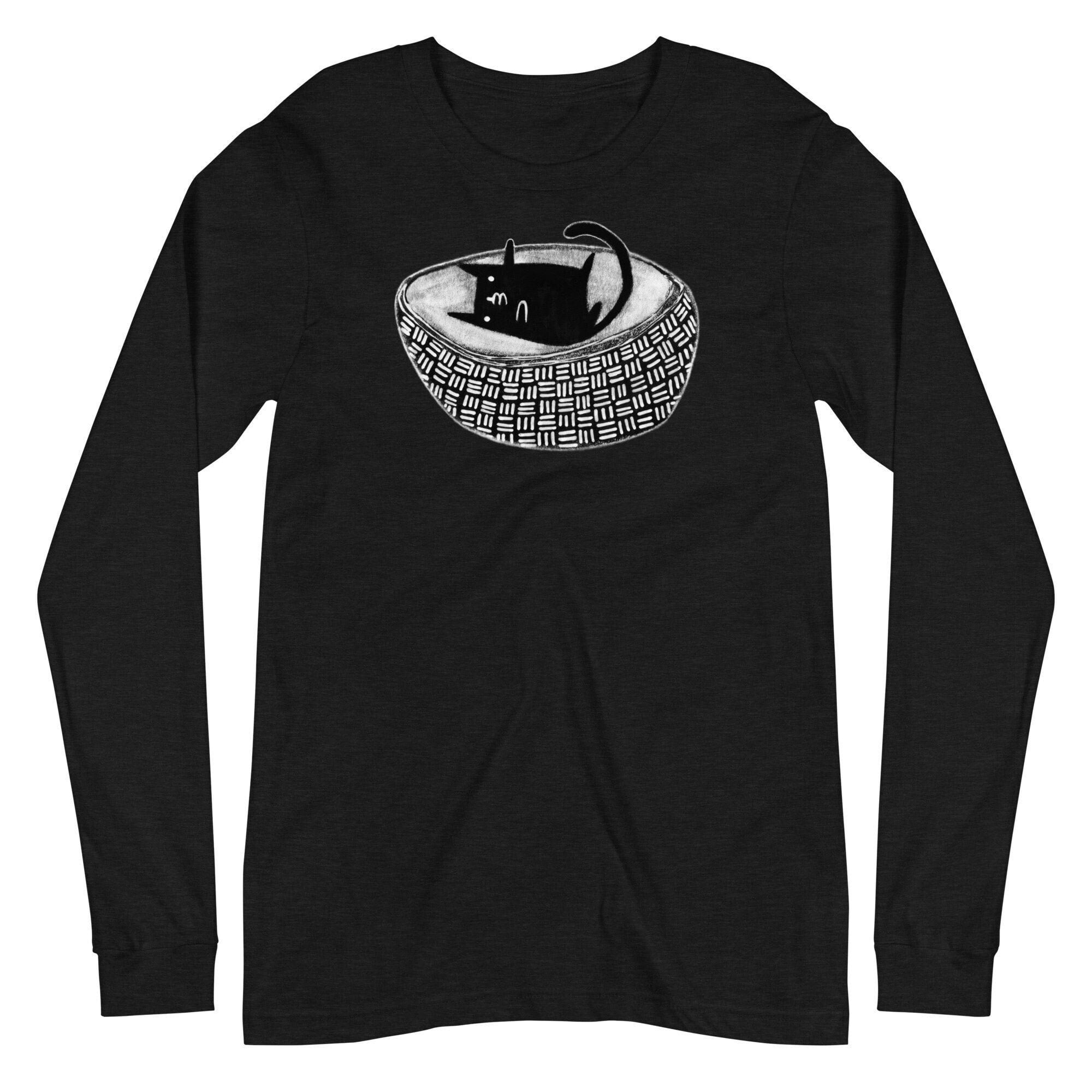 Black Cat in Basket Lounging Cats Cute Gothic Birthday Witchcore ...