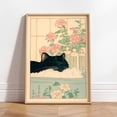 Black Cat in Bathtub: Japanese Bathroom Print Minimalist Wall Art ...