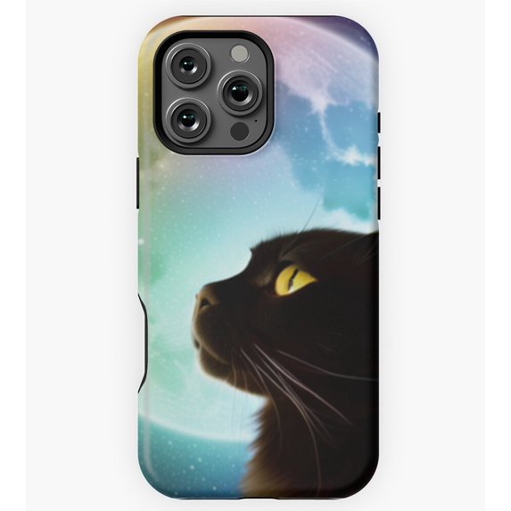 Black Cat in Moonlight GA14216 Phone Case for iPhone 11 to 17 Pro Max ...