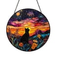 Black Cat in Starry Meadow Stained Glass Suncatcher – Window Decor2301 ...