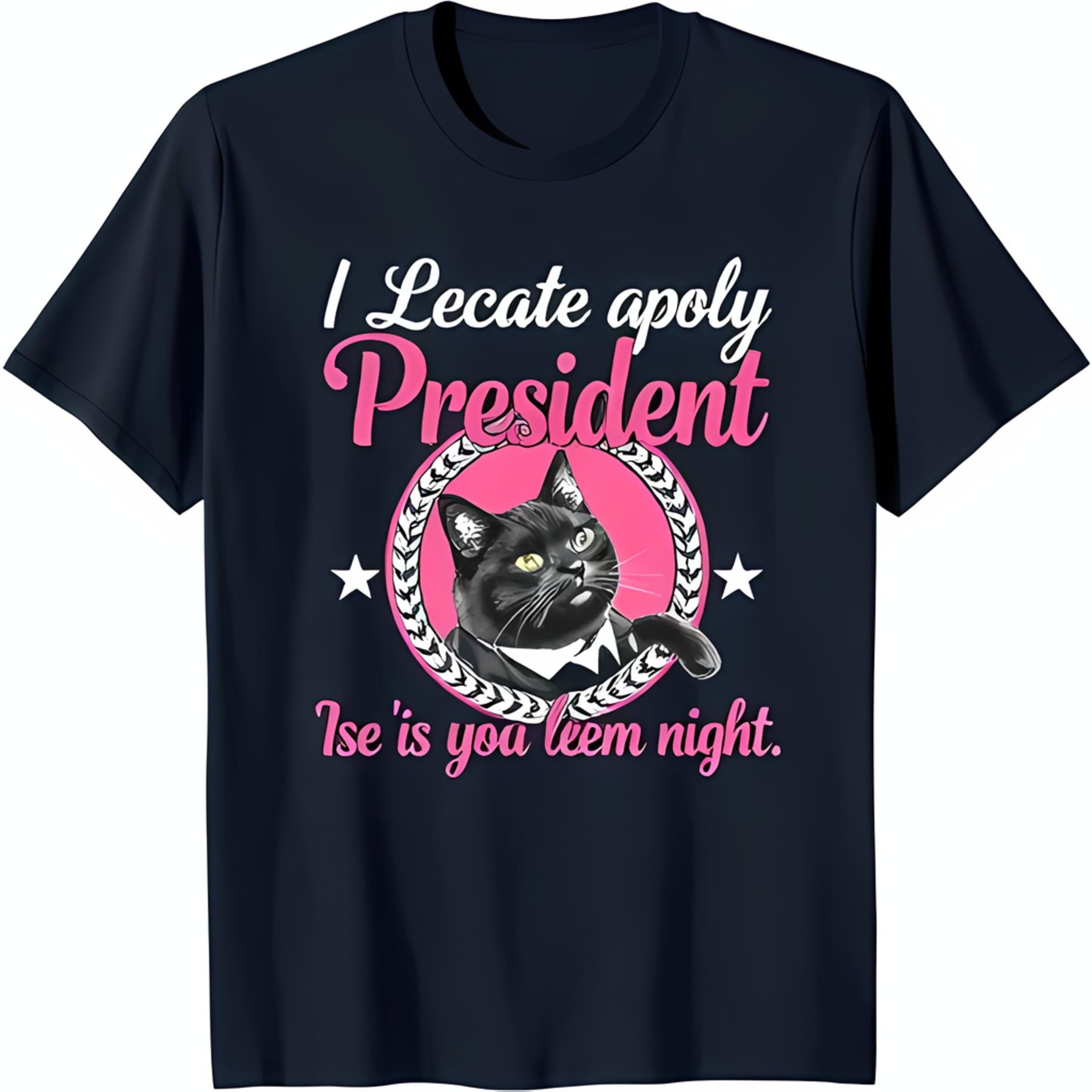 Black Cat in Suit T-Shirt Humorous Satire Design - Walmart.com