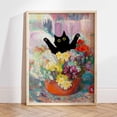 Black Cat in a Flower Pot Botanical Home Wall Picture Unframed Paper ...
