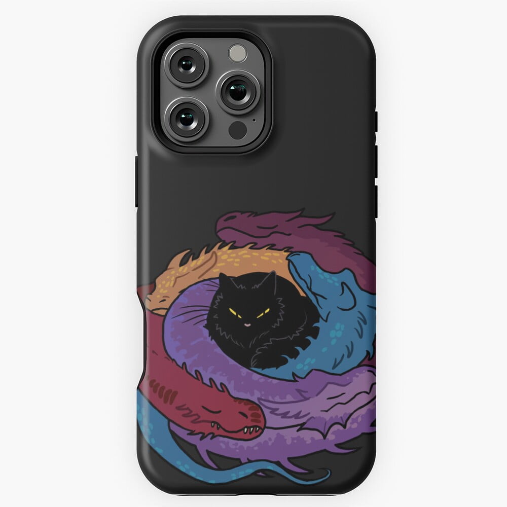 Black Cat in a Pile of Dragons Phone Case for iPhone 16 15 14 13 12 11 ...
