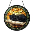 Black Cat on Books Stained Glass Suncatcher – Bookish Window Decor ...