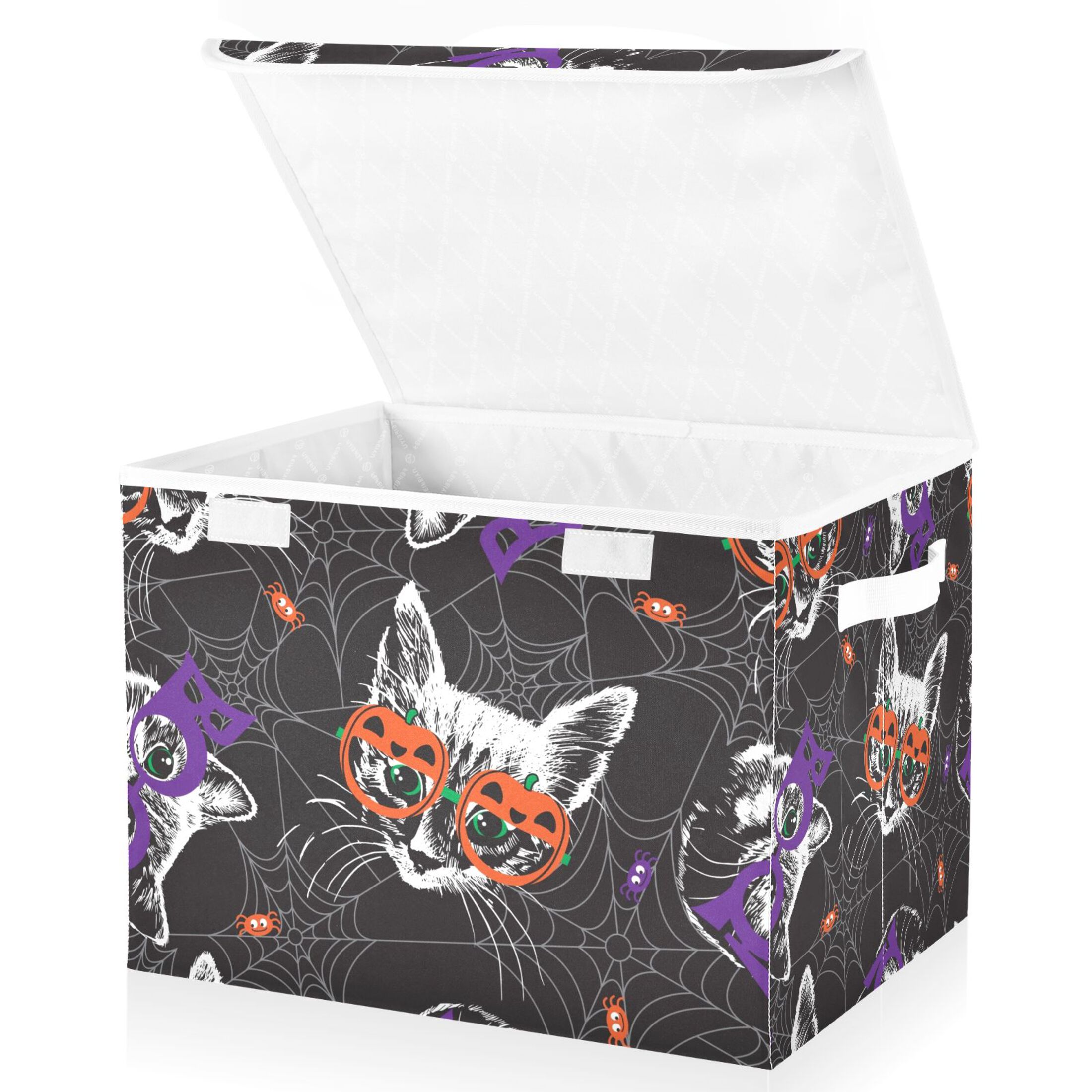 Black Cat on Halloween Large Lidded Storage Bin Foldable Storage Boxes ...