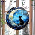Black Cat on Moon Acrylic Suncatcher Window Hanging, Mystic Cat Lunar ...