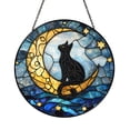 Black Cat under Moon Scene Stained Glass Style Suncatcher – Window ...