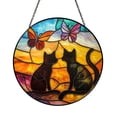 Black Cat with Butterfly Stained Glass Suncatcher Window Art, Dreamy ...
