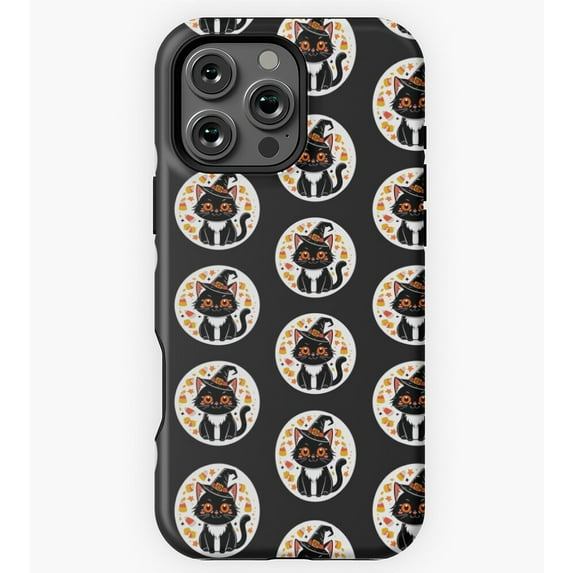 Black Cat with Candy Corn GA10489 Phone Case for iPhone 11 to 17 Pro ...