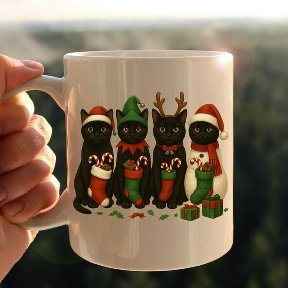 Black Cat with Christmas Costume Xmas Funny Cat Mug - Walmart.com