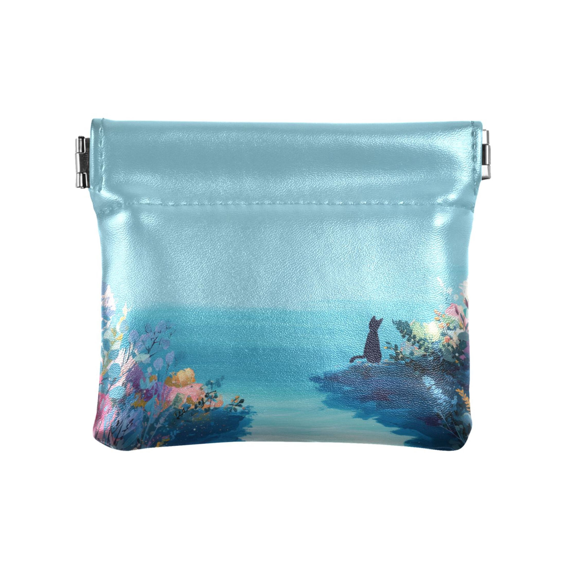 Black Cat with Flowers and River Women's Coin Purses Change Pouches ...