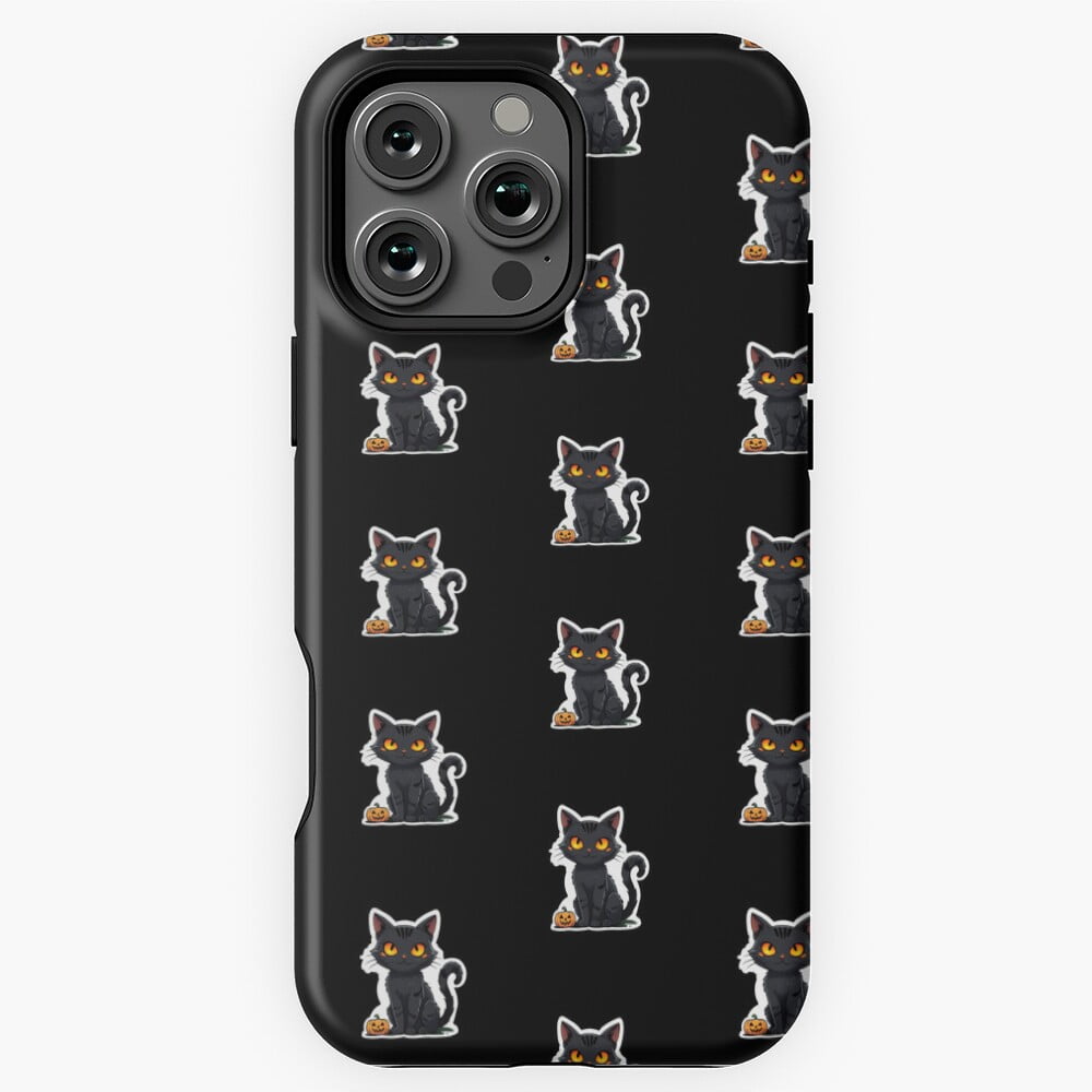 Black Cat with Pumpkin Phone Case for iPhone 16 15 14 13 12 11 Pro Max ...