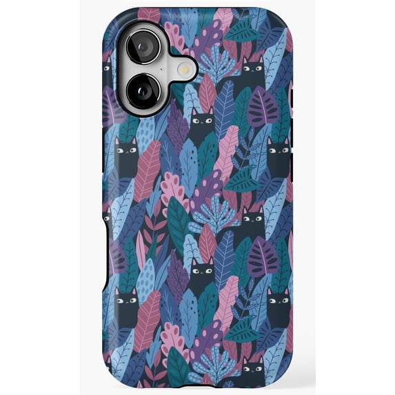 Black Cats And Tropical Leaves Animal Phone Case for iPhone 11 12 13 14 ...